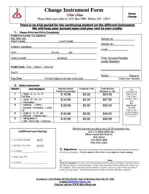 Fillable Online Change Instrument Form - Meis Music LLC Fax Email Print - pdfFiller