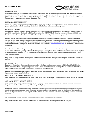 Fillable Online Scrip Program. Policies and Registration Form Fax Email Print - pdfFiller