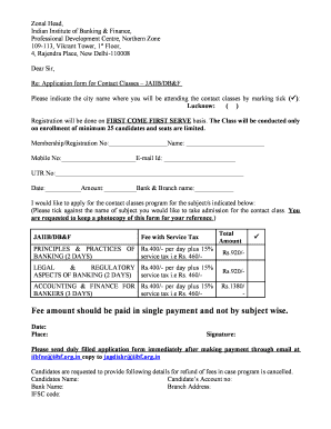 Fillable Online Zonal Head, Indian Institute of Banking & Finance ...