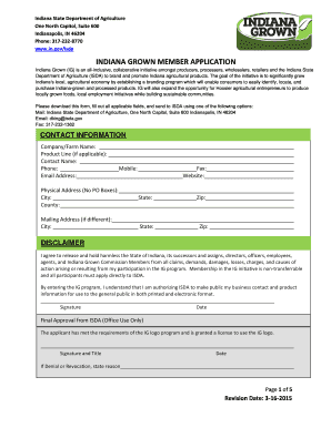Fillable Online in indiana grown member application - IN.gov Fax Email ...