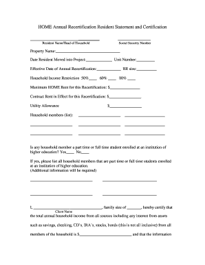 Fillable Online nhhfa HOME Annual Recertification Resident Statement ...