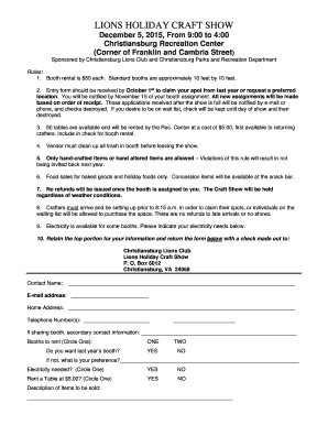 Fillable Online christiansburg Craft Show Registration Form ...