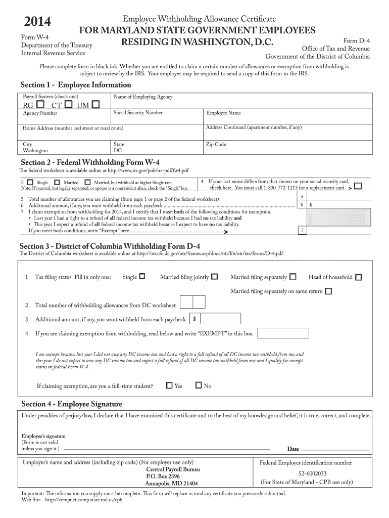 Fillable Online umces Employee Withholding Allowance Certificate - Residing in ... Fax Email ...