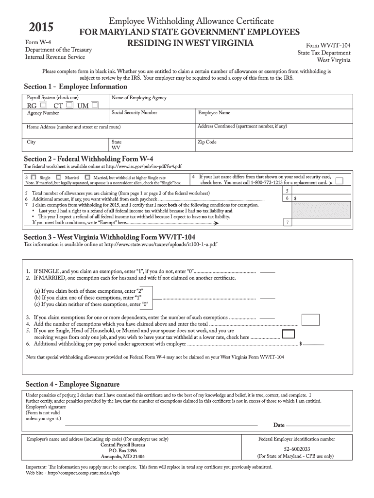 Fillable Online umces Employee Withholding Allowance Certificate ...