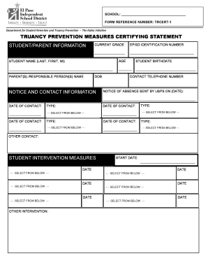 Fillable Online episd The Alpha Initiative TRUANCY PREVENTION MEASURES ...