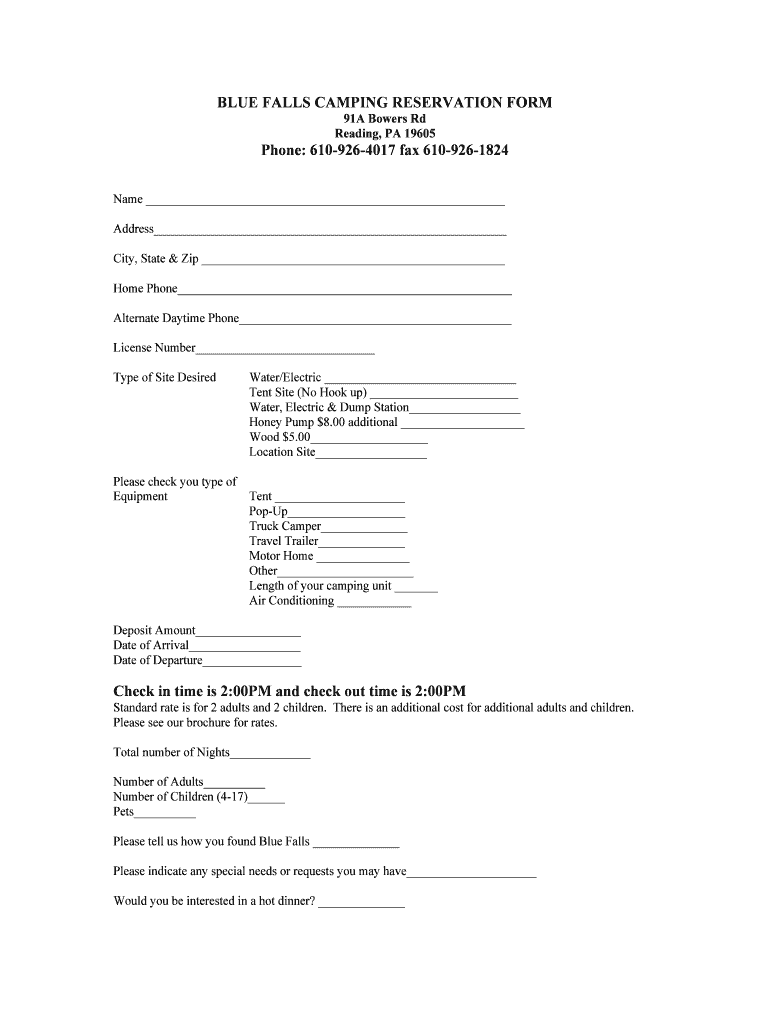 Fillable Online BLUE FALLS CAMPING R#3A93D3.doc Fax Email Print - pdfFiller