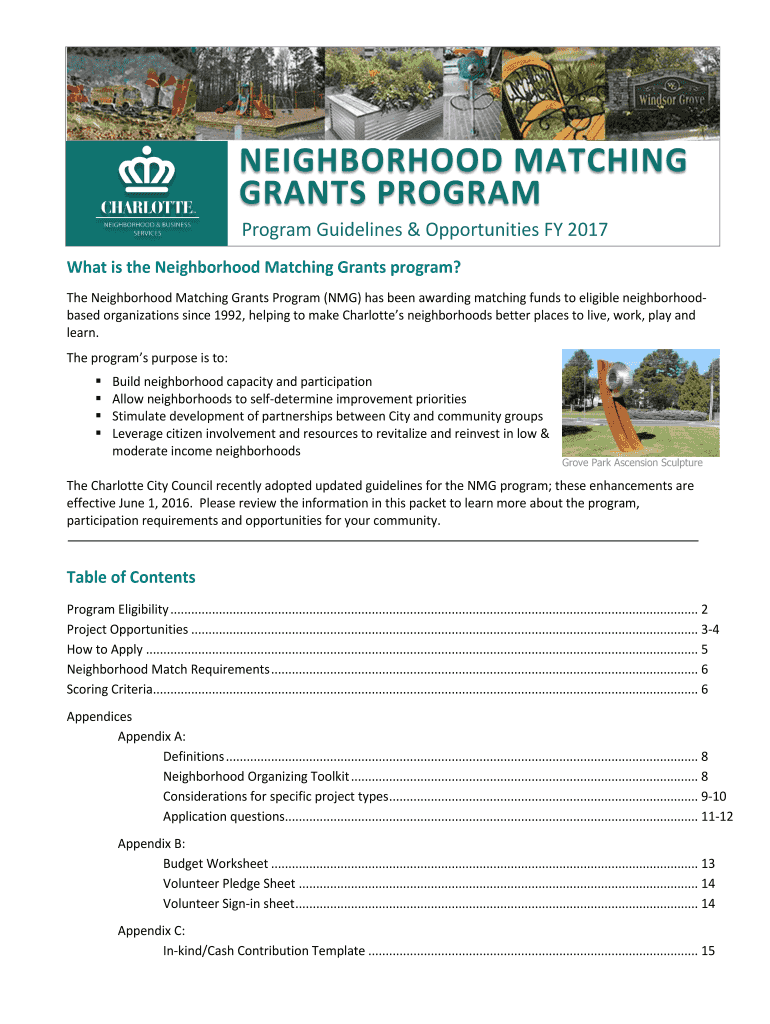Fillable Online Neighborhood Matching Grants. Neighborhood & Business ...