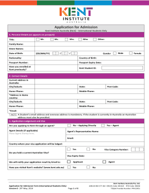 Fillable Online Kent Institute Australia (Kent) - International ...