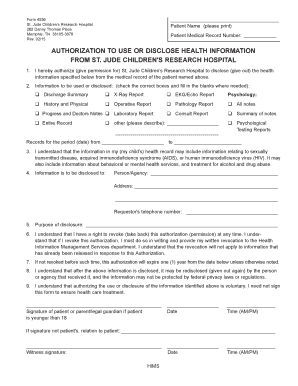 Fillable Online stjude Authorization for Release of Health Information ...