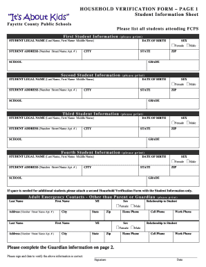 Fillable Online HOUSEHOLD VERIFICATION FORM PAGE 1 Fax Email Print ...