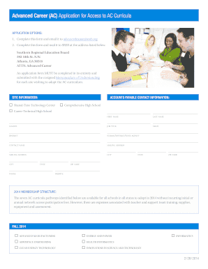 Fillable Online publications sreb Advanced Career (AC) Application for ...