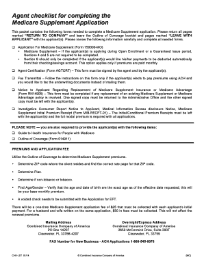 Fillable Online Agent checklist for completing the Medicare Supplement ...