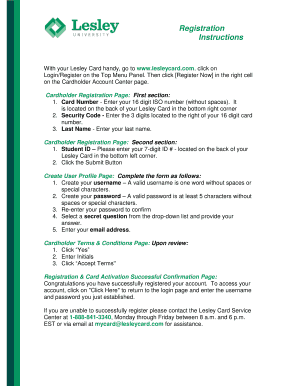 Fillable Online With your Lesley Card handy, go to www Fax Email Print ...