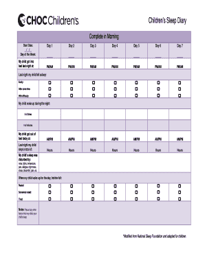 Fillable Online choc Children Sleep Diary Vers 2.docx - choc Fax Email ...