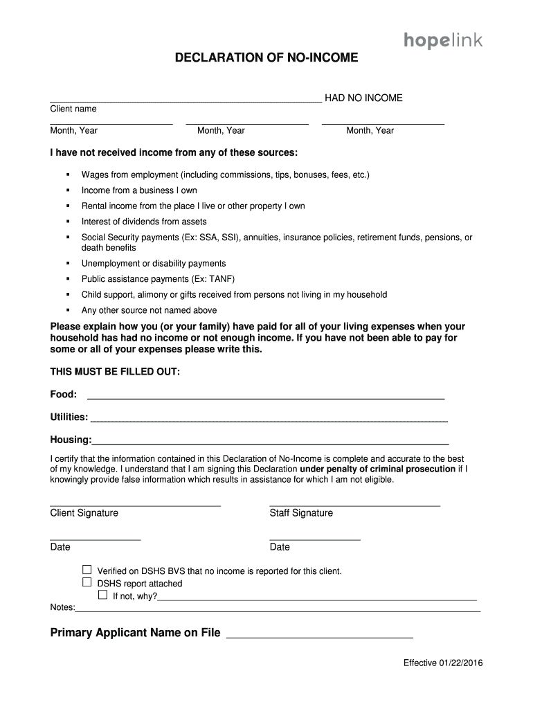 Fillable Online hopelink HAD NO INCOME - hopelink Fax Email Print ...