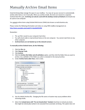 Fillable Online 5 Steps to Archive Emails and Maximize Outlook -Tech ...