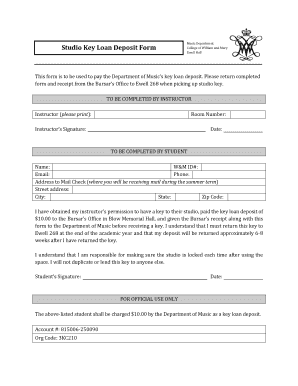 Fillable Online wm Studio Key Loan Deposit Form - wm Fax Email Print - pdfFiller