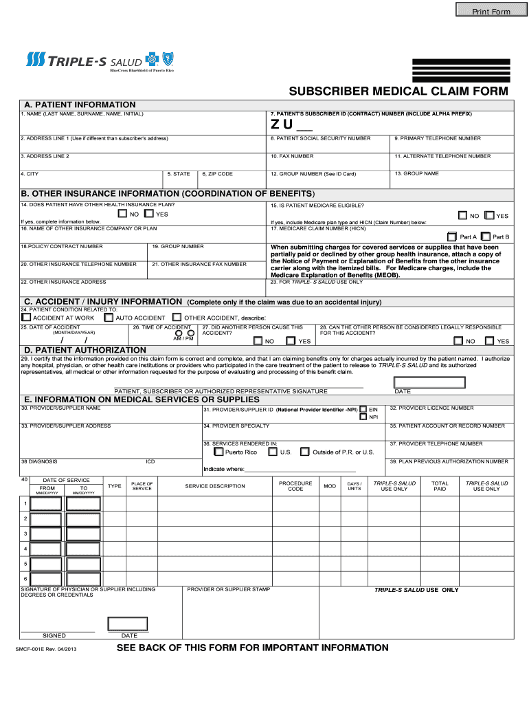 Fillable Online Formulario Reembolso Ingl s 4 - Triple-S Fax Email ...