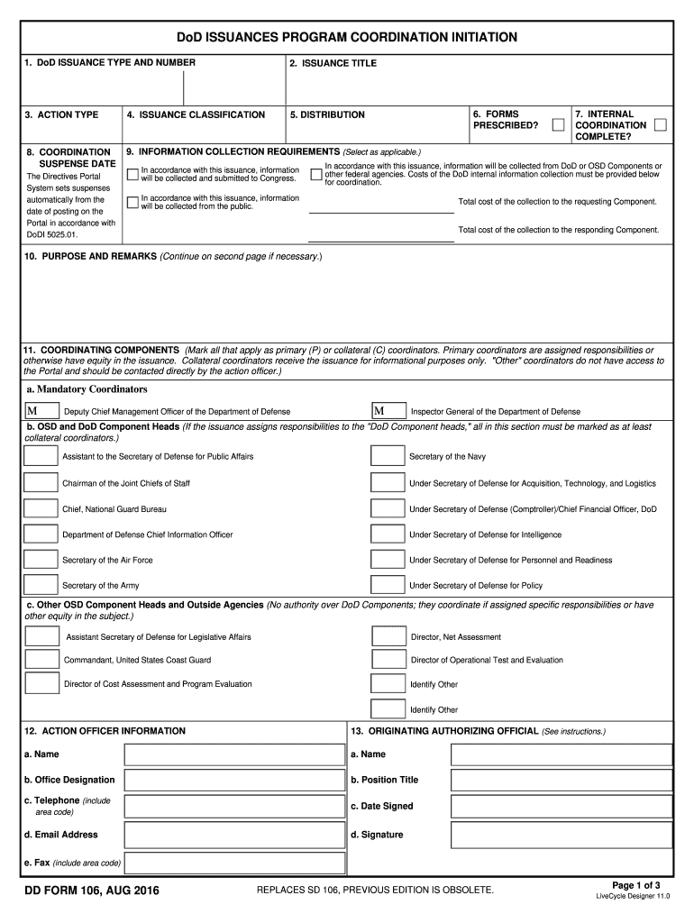Fillable Online dtic DD Form 106 - Defense Technical Information Center ...