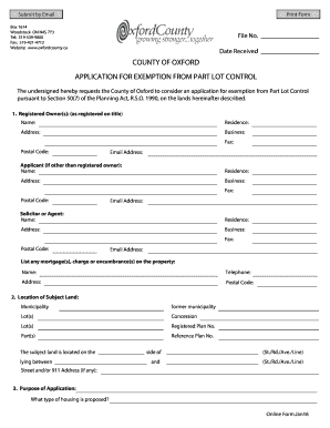 Fillable Online oxfordcounty COUNTY OF OXFORD APPLICATION FOR EXEMPTION FROM Fax Email Print ...