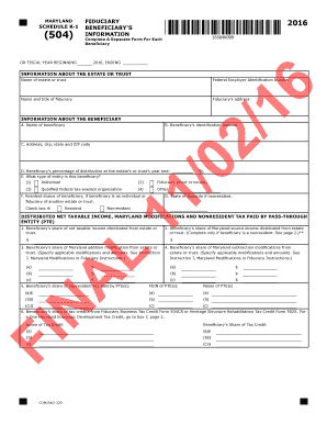 Fillable Online 504K-1 - Maryland Tax Forms and Instructions - the ...