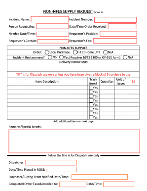 Fillable Online gacc nifc NON-NFES SUPPLY REQUEST Version 1 Fax Email ...
