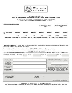 Fillable Online worcester gov APPLICATION FORM FOR THE WORCESTER ...