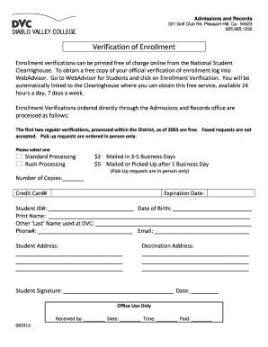 Fillable Online dvc Enrollment verifications can be printed free of ...