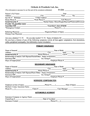 Fillable Online Orthotic & Prosthetic Lab, Inc Fax Email Print - pdfFiller