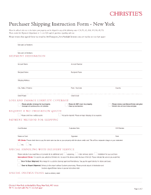 Fillable Online Purchaser Shipping Instruction Form New York - Christie ...