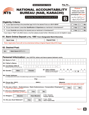 Fillable Online National Accountability NAB Karachi NTS Job Form B ...