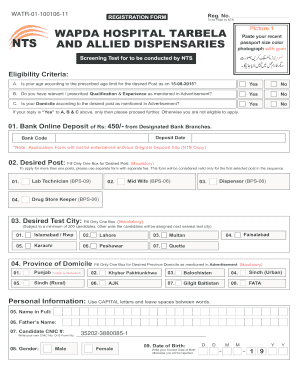 Fillable Online Wapda Hospital Tarbela Jobs Application Form ...