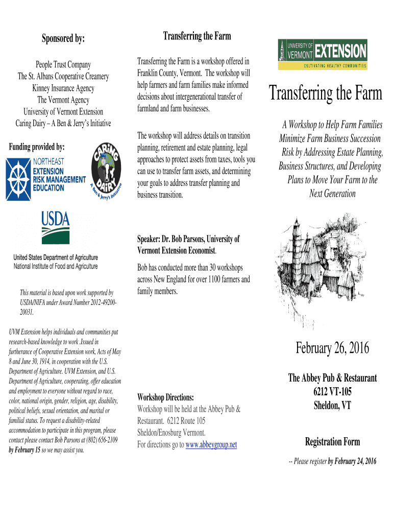 Fillable Online blog uvm Transferring the Farm - blog.uvm.edu - blog uvm Fax Email Print - pdfFiller