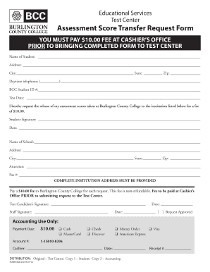 Fillable Online Assessment Score Transfer Request form - Rowan College at ... Fax Email Print ...