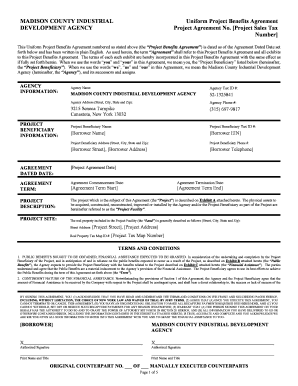 Fillable Online PROPOSED FORM Uniform Project Benefits Agreement ...