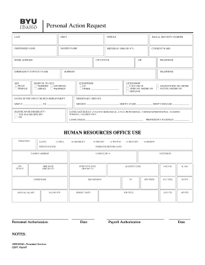 Fillable Online byui Personal Action Request - byui Fax Email Print ...