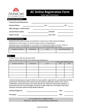 Fillable Online alohacare ALOHACARE PROVIDER SECURE WEB PORTAL - AC Fax ...