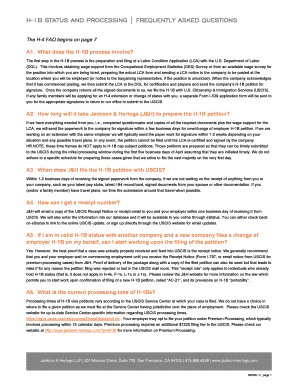 Fillable Online H-1B STATUS AND PROCESSING FREQUENTLY ASKED QUESTIONS ...