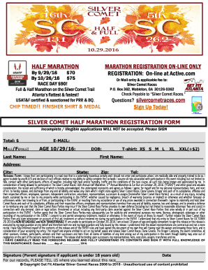 Fillable Online HALF MARATHON HALF MARATHON MARATHON ... Fax Email ...