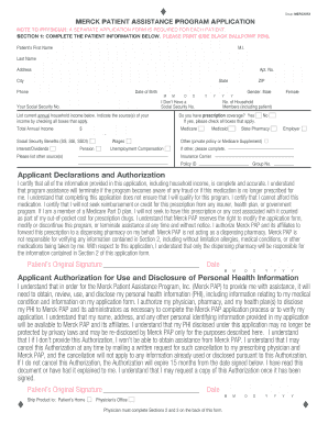 Fillable Online drhasan Applicant Declarations and Authorization Applicant ... - Merck Fax Email ...