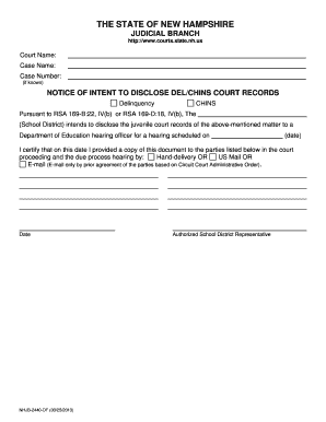 Fillable Online courts state nh Notice of Intent to Disclose DEL/CHINS ...