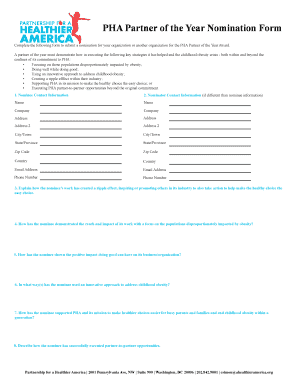 Fillable Online ahealthieramerica PHA Partner of the Year Nomination ...
