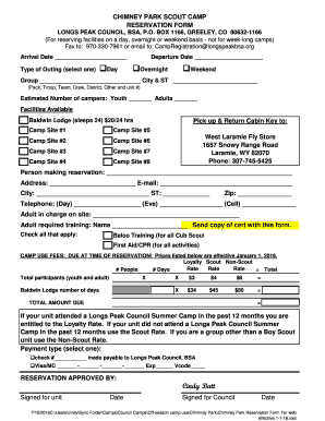Fillable Online CHIMNEY PARK SCOUT CAMP RESERVATION FORM LONGS PEAK ...