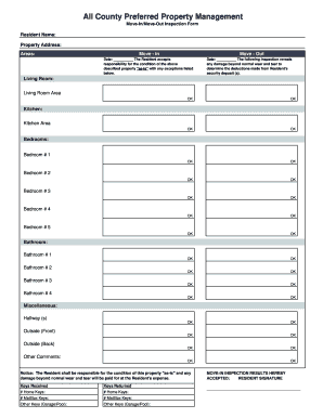 Fillable Online Move-In/Move-Out Inspection Form - All County Preferred ...