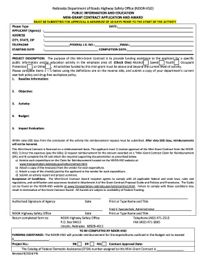 Fillable Online roads nebraska Nebraska Department of Roads Highway Safety Office (NDOR-HSO ...