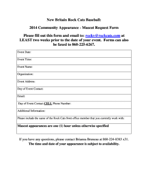 Fillable Online Mascot Request Form Please fill out this form and ...