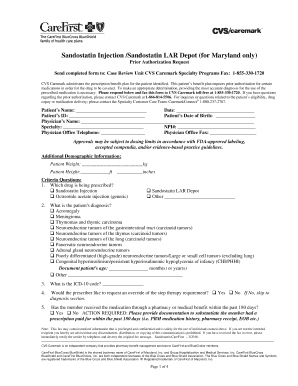 Fillable Online Prior Authorization Request - Sandostatin Injection ...