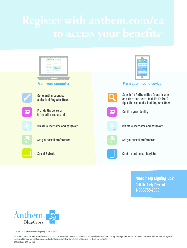 Fillable Online Register with anthem Fax Email Print - pdfFiller
