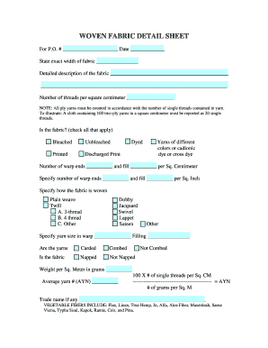 Fillable Online WOVEN FABRIC DETAIL SHEET - ilogixchb.com Fax Email ...