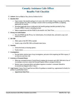 Fillable Online cnic navy Benefits Visit Checklist - cnic navy Fax ...